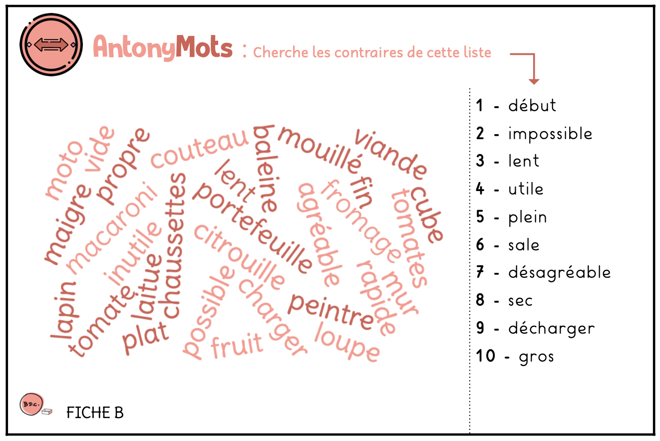 AntonyMots – Travailler sur les contraires – Bac de classe