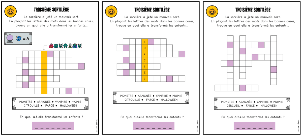 ESCAPE GAME CP/CE1/CE2/CM – Halloween – Bac de classe