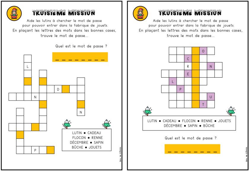 ESCAPE GAME CP/CE1/CE2/CM – Noël – Bac de classe