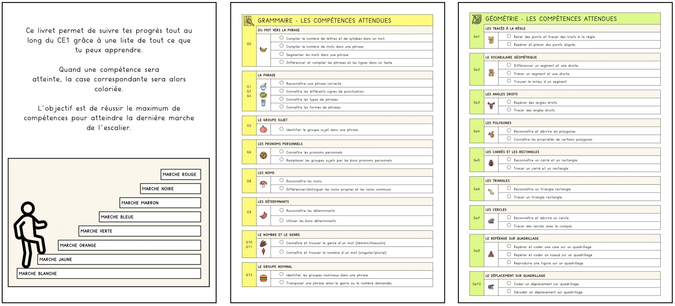 Mon livret de compétences et d’autonomie – CE1 – Bac de classe