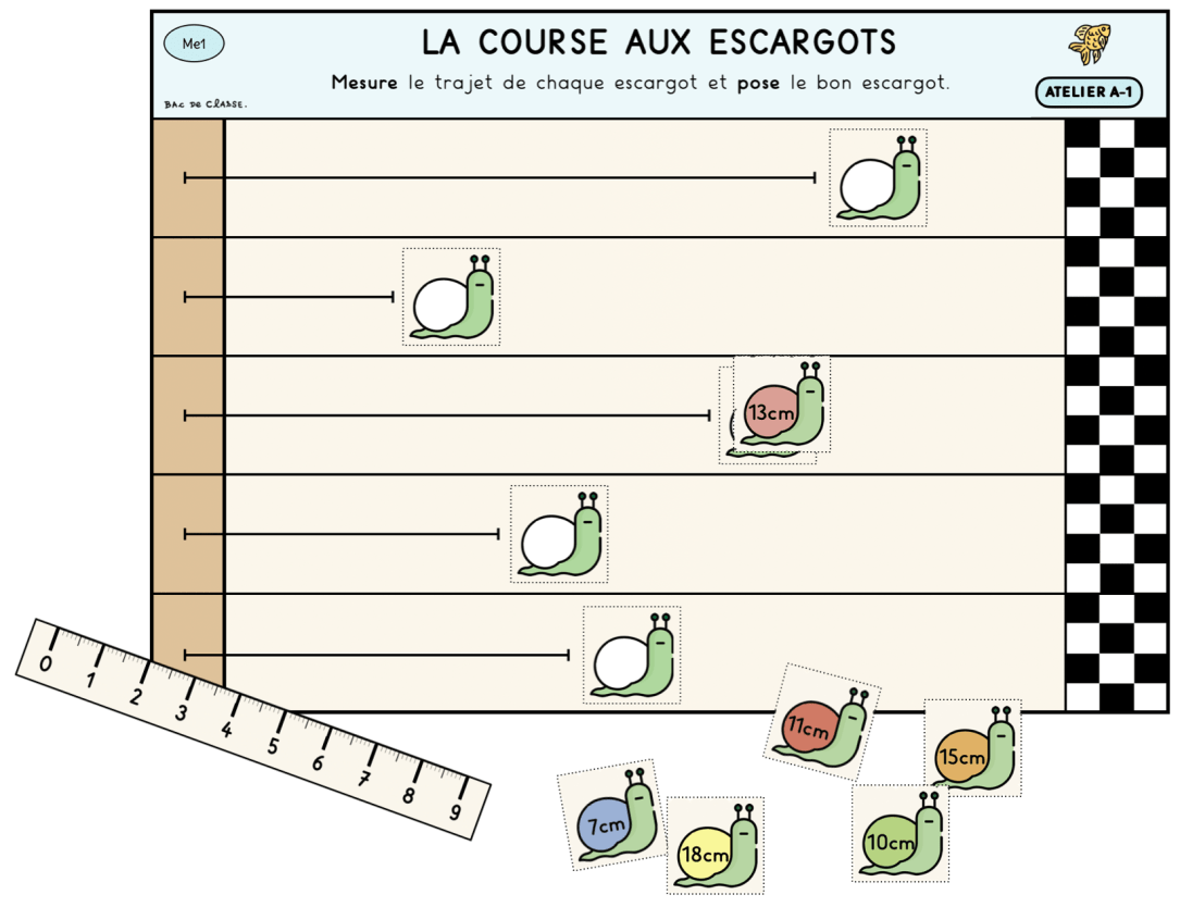 La course aux escargots – Atelier sur les longueurs – Bac de classe